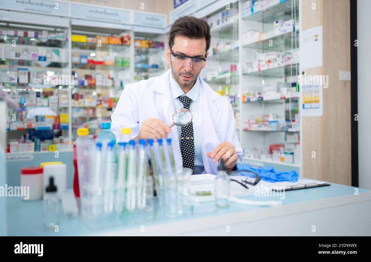 Chemical scientist doing antibiotic trials and testing in the ...