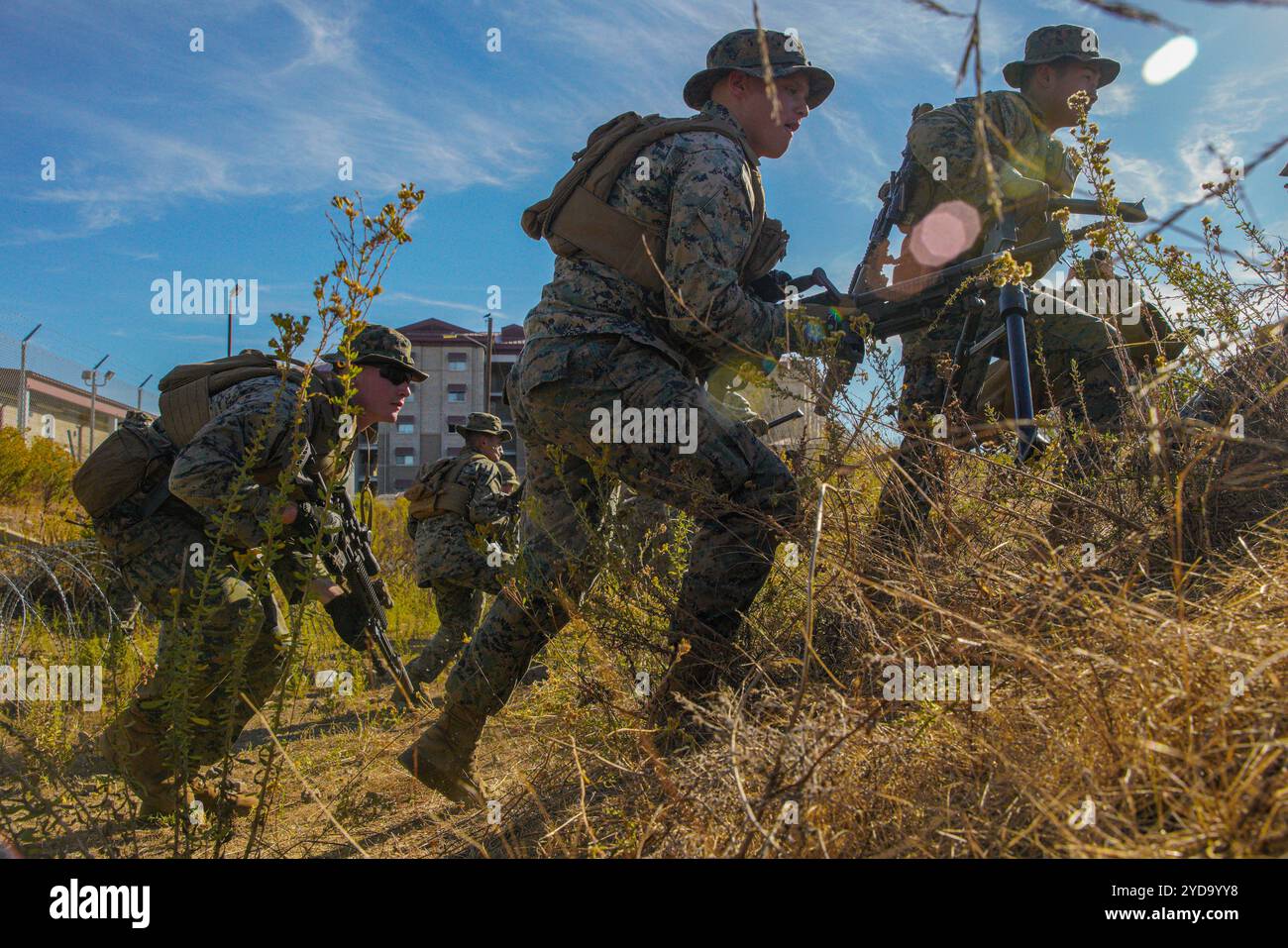 A marine with the support by fire team hi-res stock photography and ...