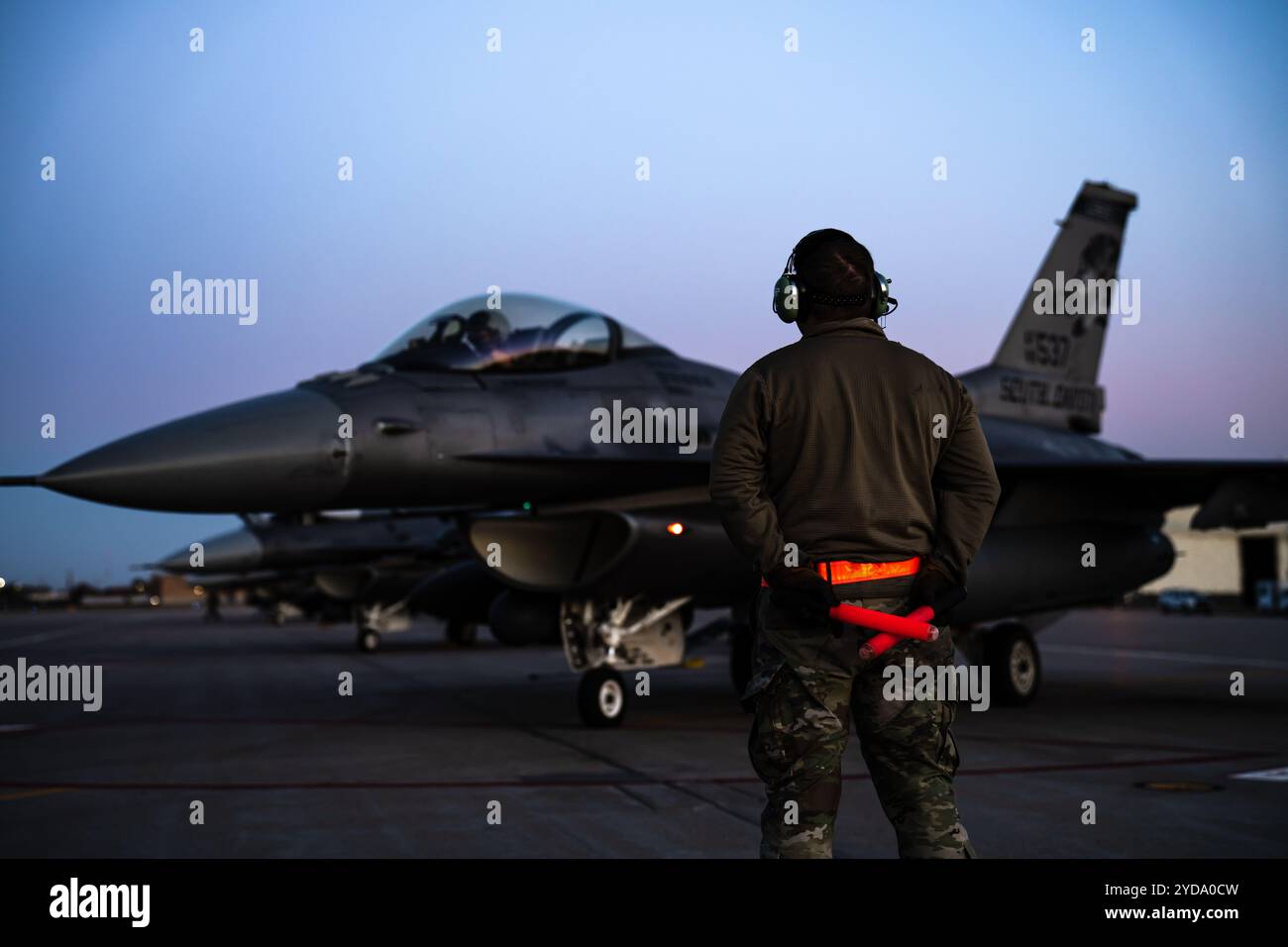 A 114th Aircraft Maintenance Squadron crewchief, waits to marshall a F ...
