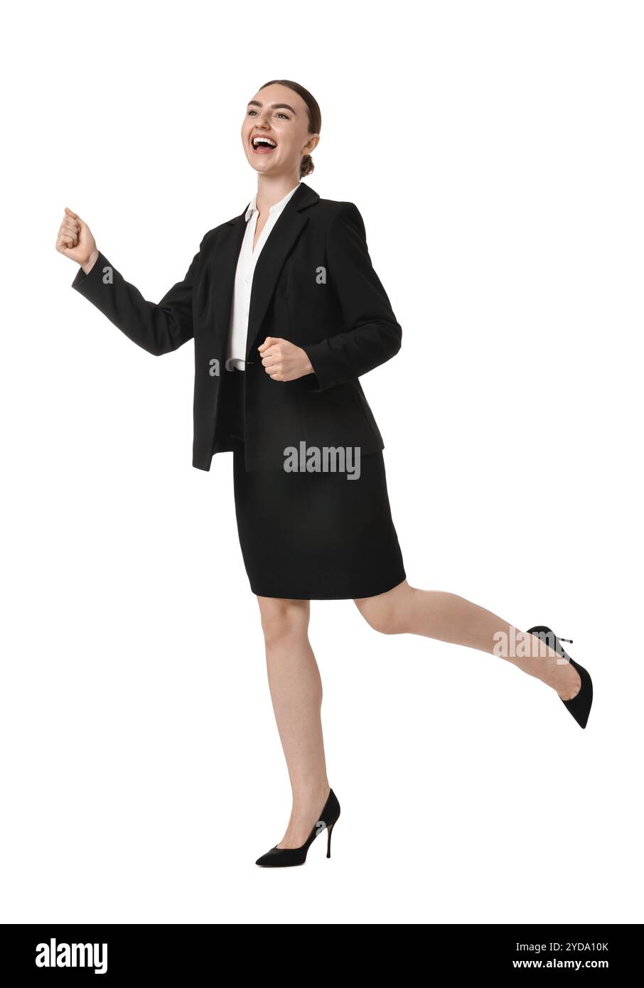 Female office worker running Cut Out Stock Images & Pictures - Alamy