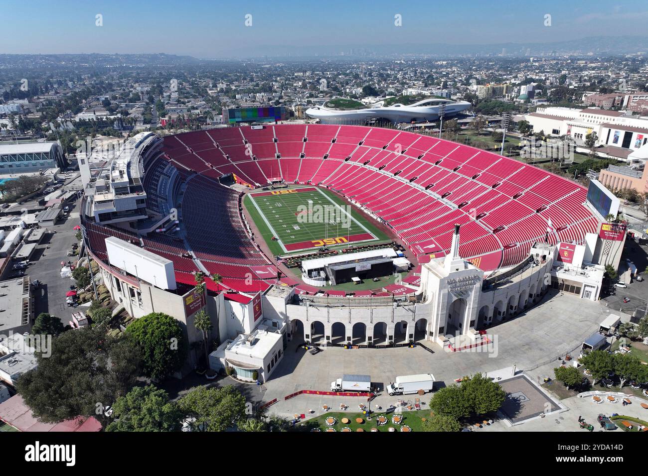 A general overall aerial view of the Los Angeles Memorial Coliseum ...