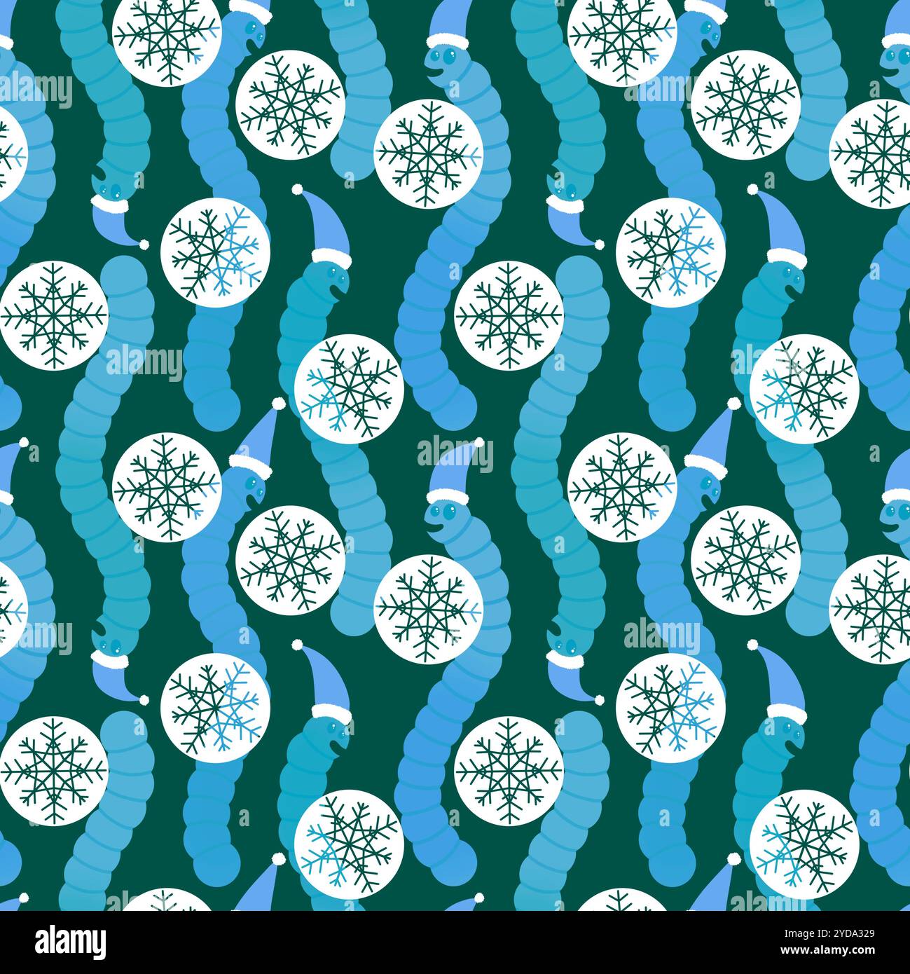 Christmas animals seamless worms and Santa hat pattern for wrapping ...