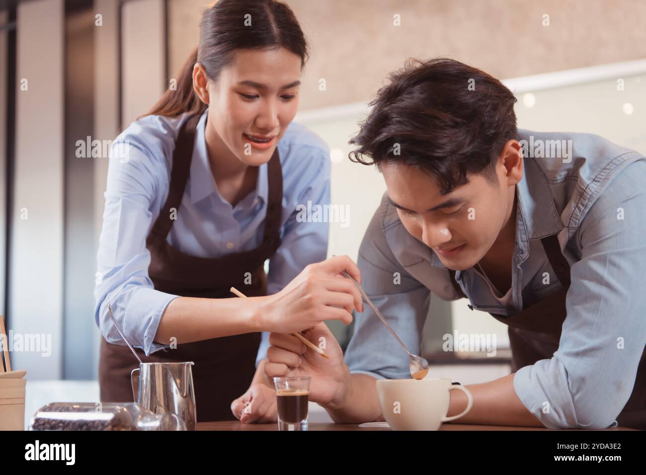 Before competing in the championship level coffee brewing competition ...