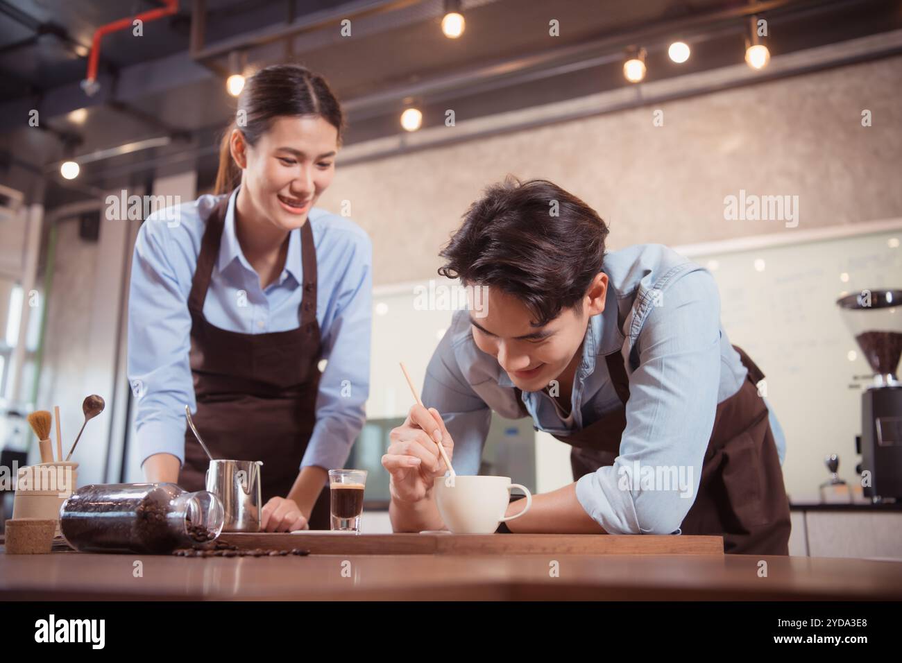 Before competing in the championship level coffee brewing competition ...