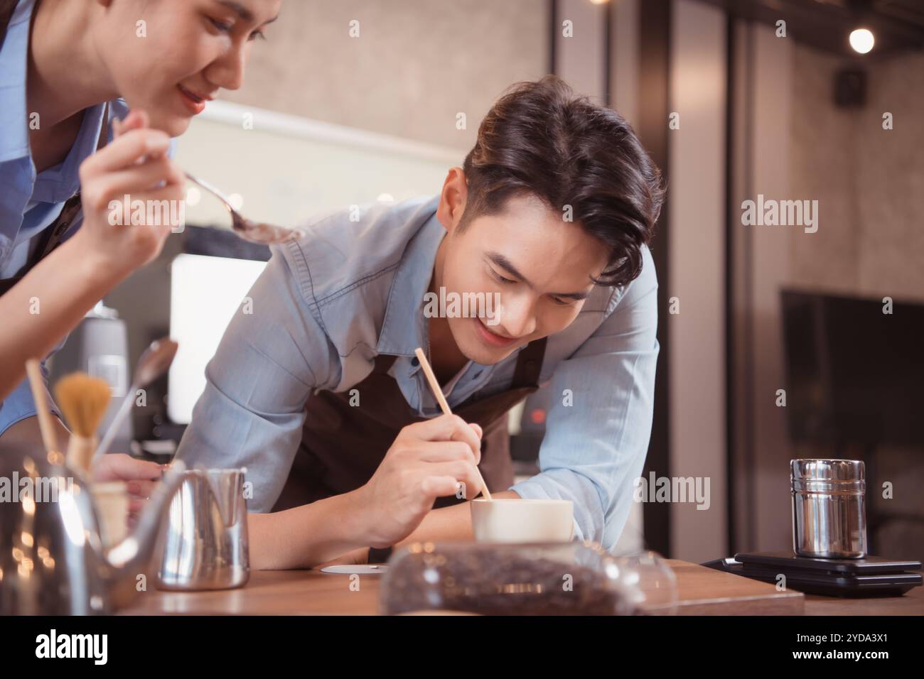 Before competing in the championship level coffee brewing competition ...