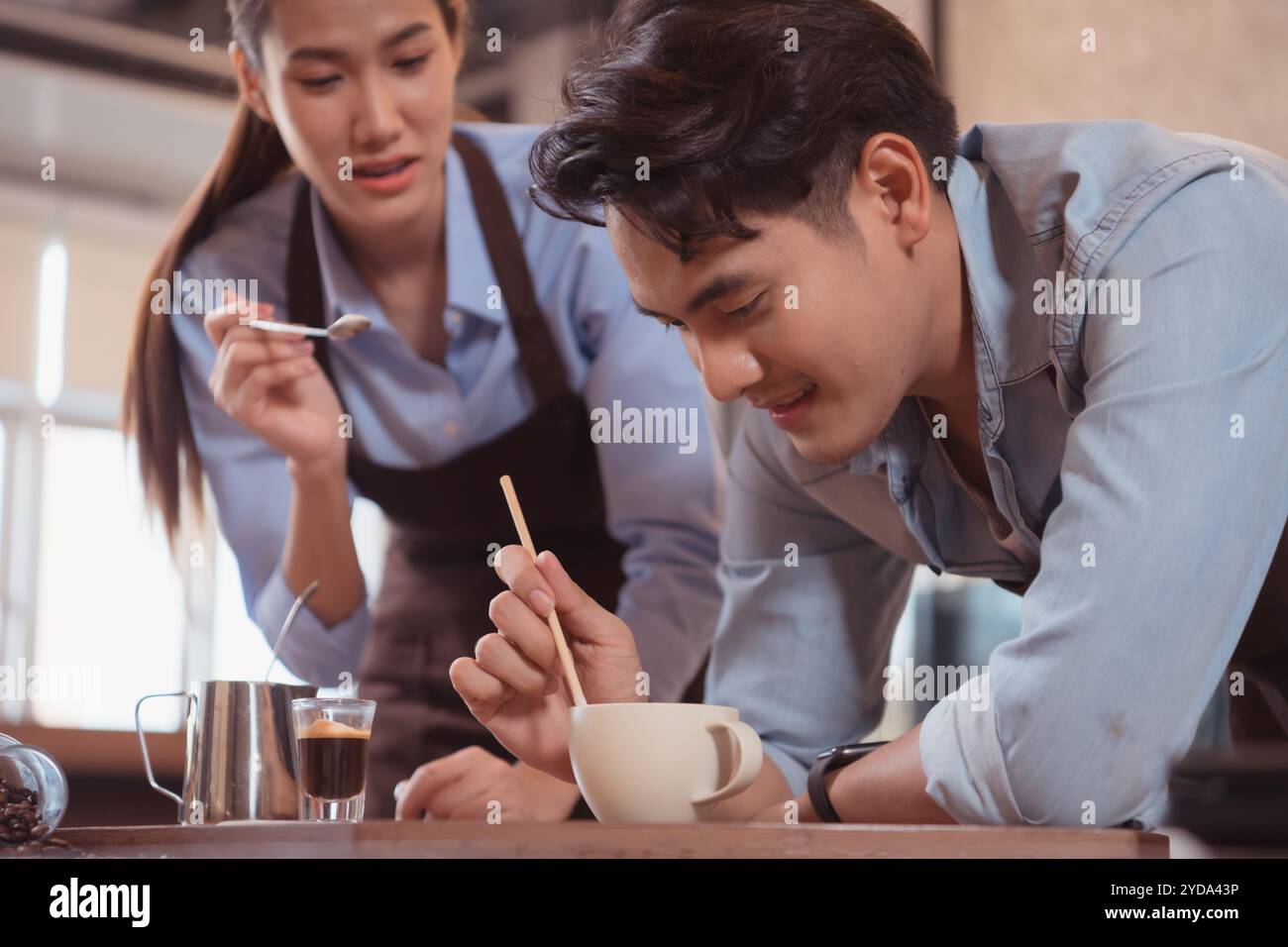 Before competing in the championship level coffee brewing competition ...