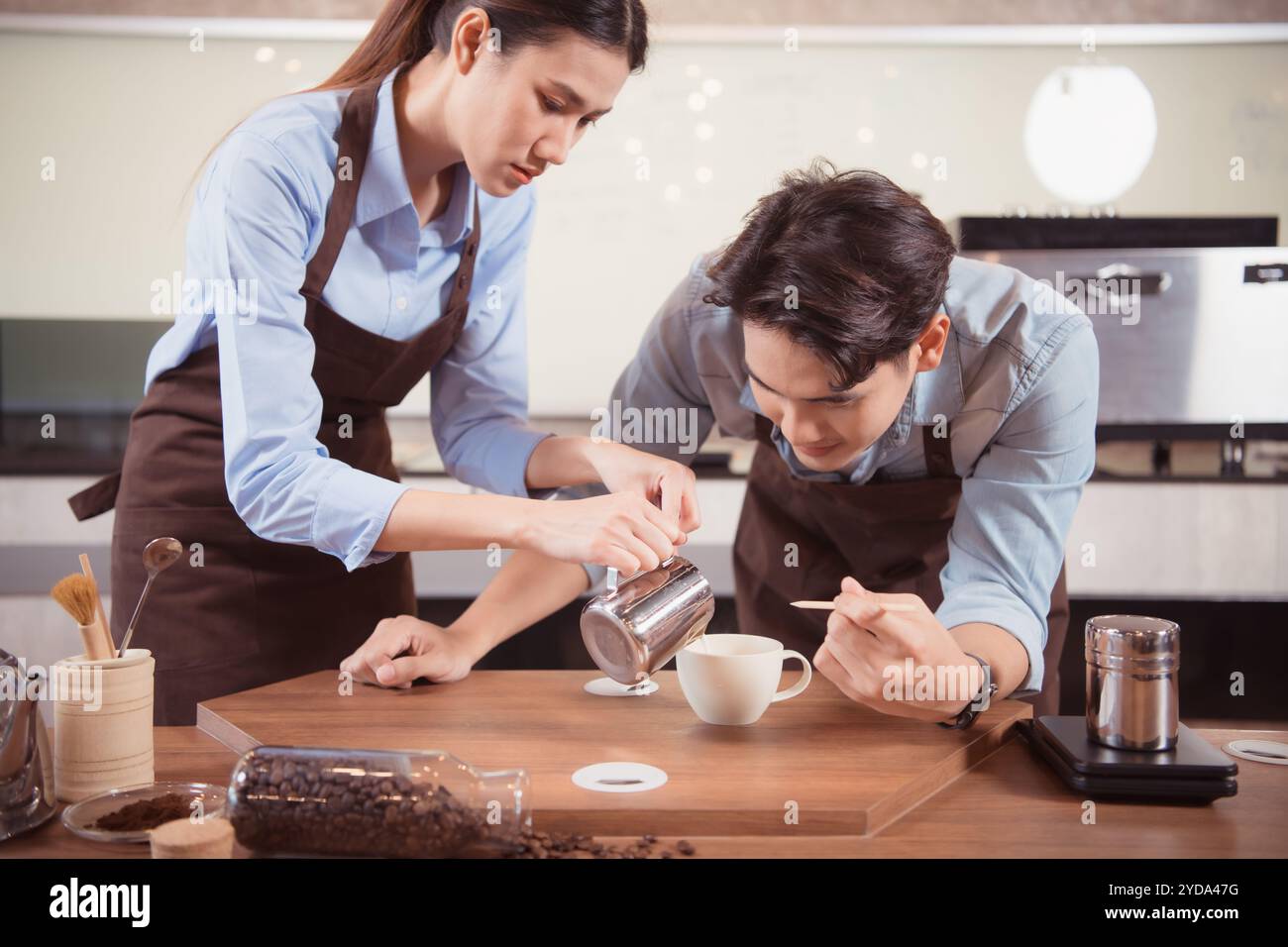 Before competing in the championship level coffee brewing competition ...