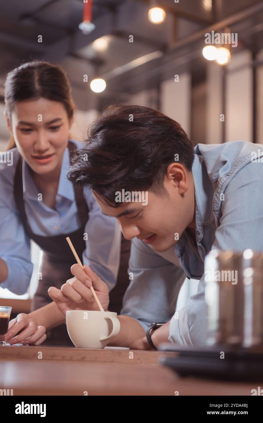 Before competing in the championship level coffee brewing competition ...