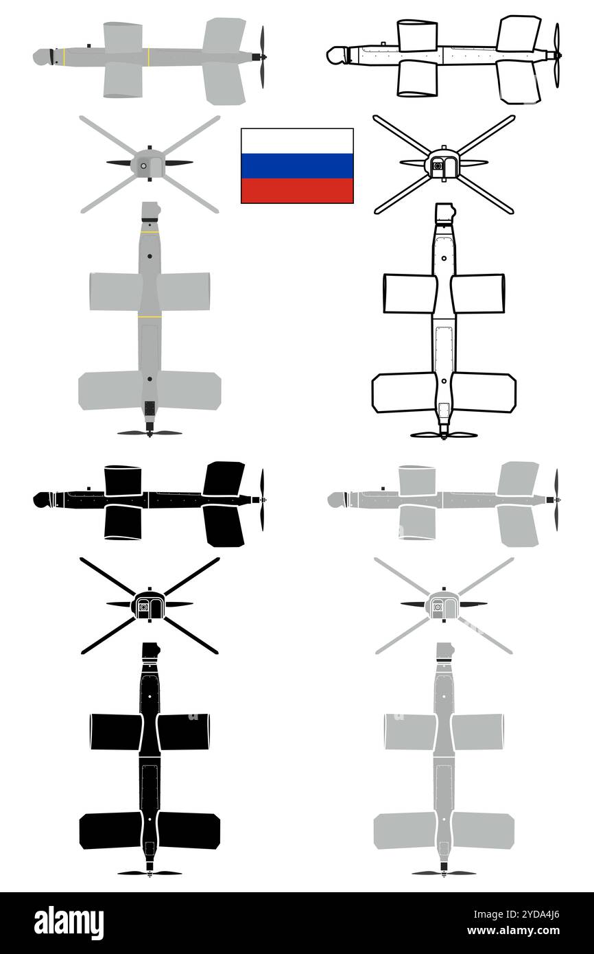 Military drone UAV blueprint vector illustration Russia Stock Vector ...