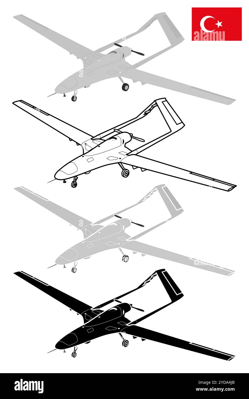 Military drone UAV 3D view vector illustration Türkiye Stock Vector ...