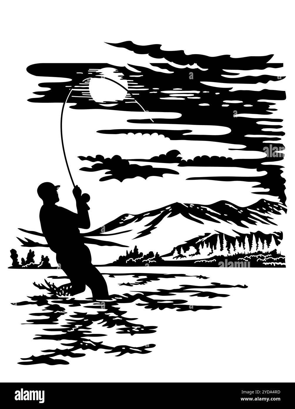 Angler Fly Fishing in Madison River Yellowstone National Park Mo Stock ...