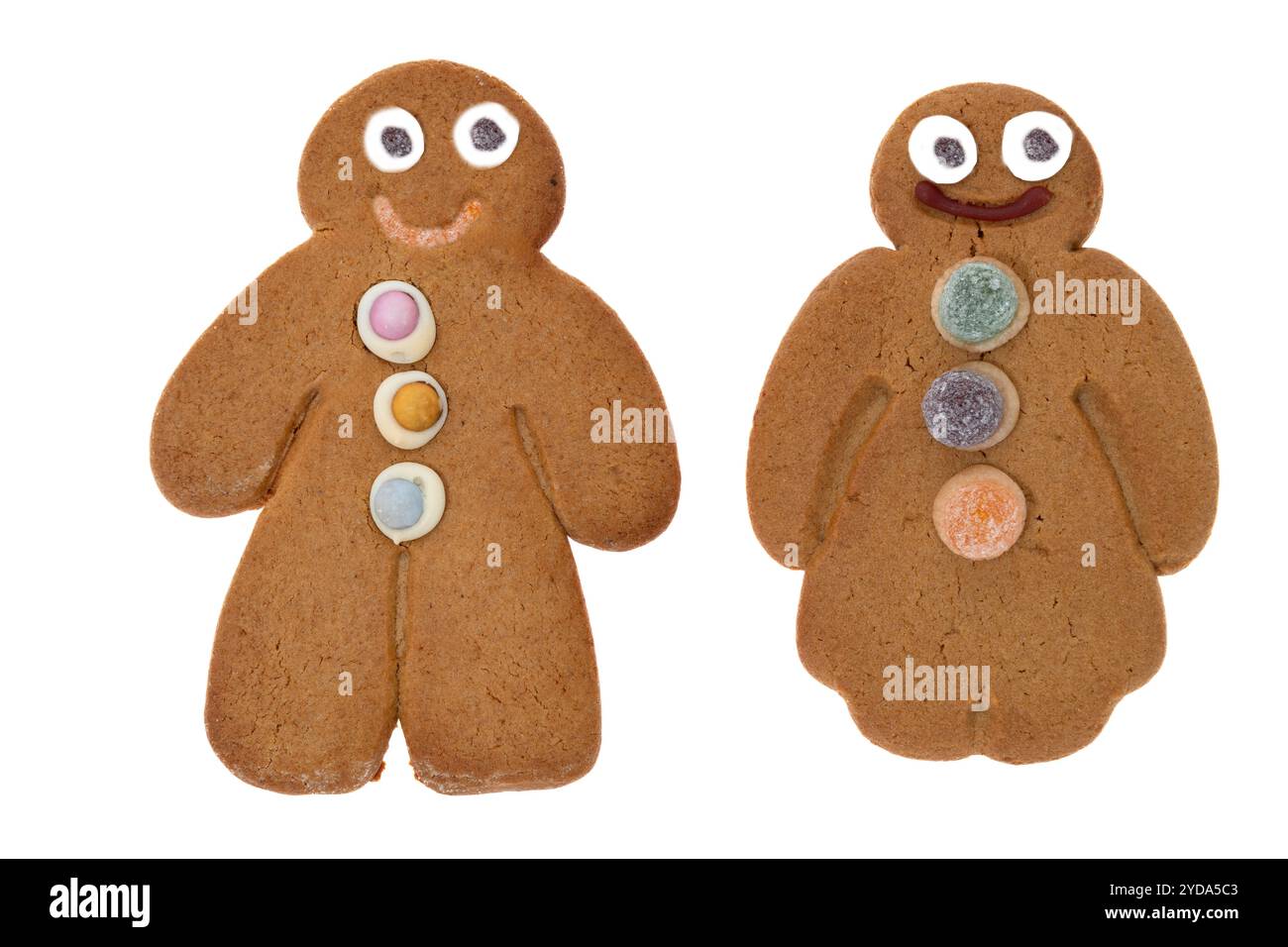 Gingerbread man and woman couple - white background Stock Photo - Alamy