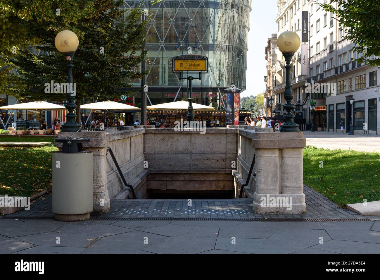 An entrance/exit to metro line 1 at Vorosmarty ter in Budapest Stock ...