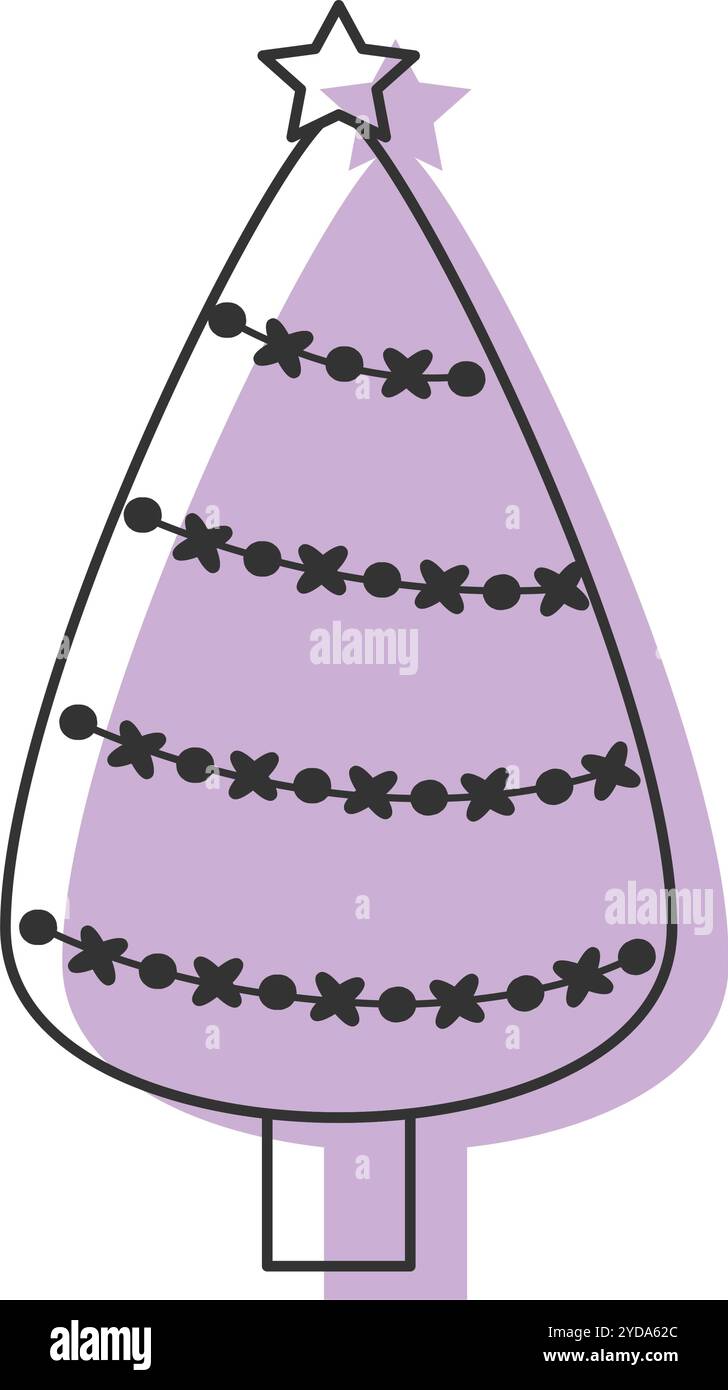 Minimalist Christmas tree design with simple decorations, Vector Stock ...