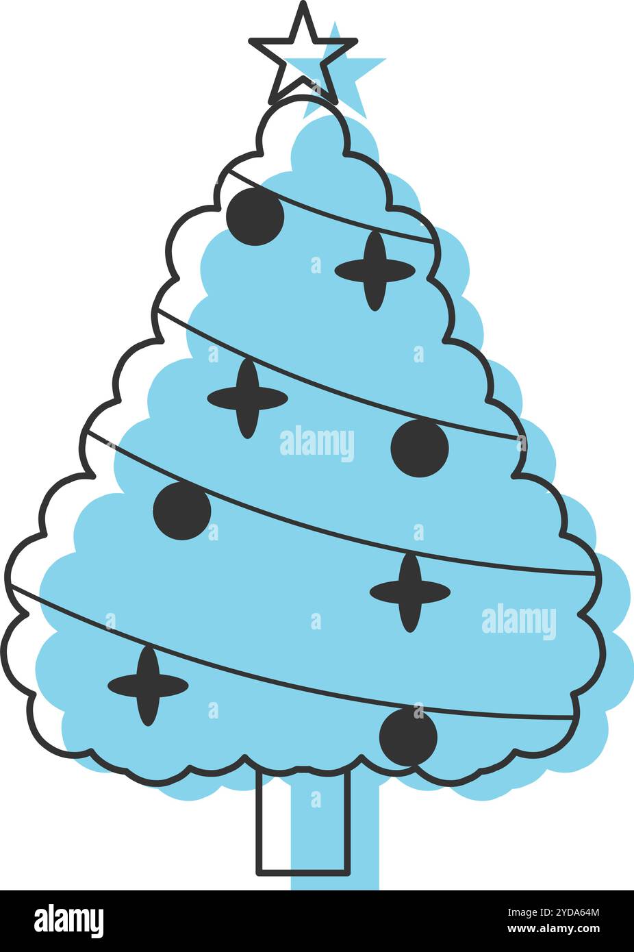 Minimalist Christmas tree design with simple decorations, Vector Stock ...