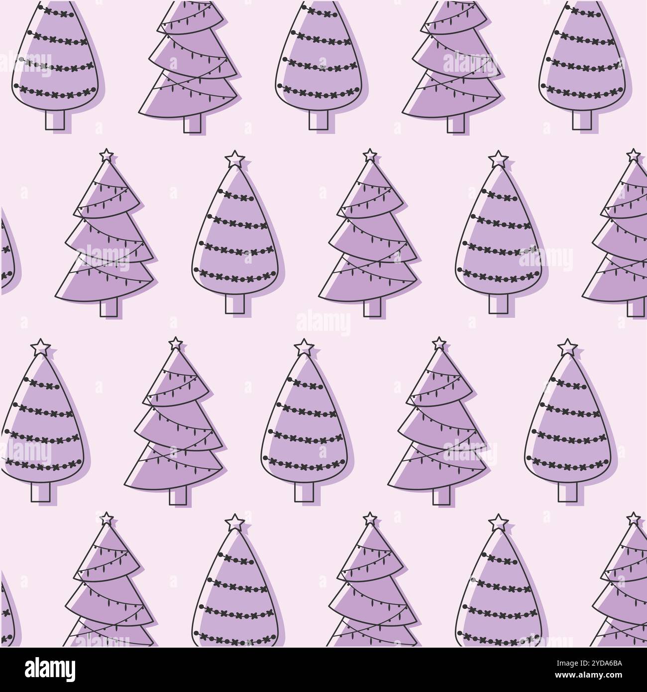 Christmas tree pattern with different tree designs on green, Vector ...