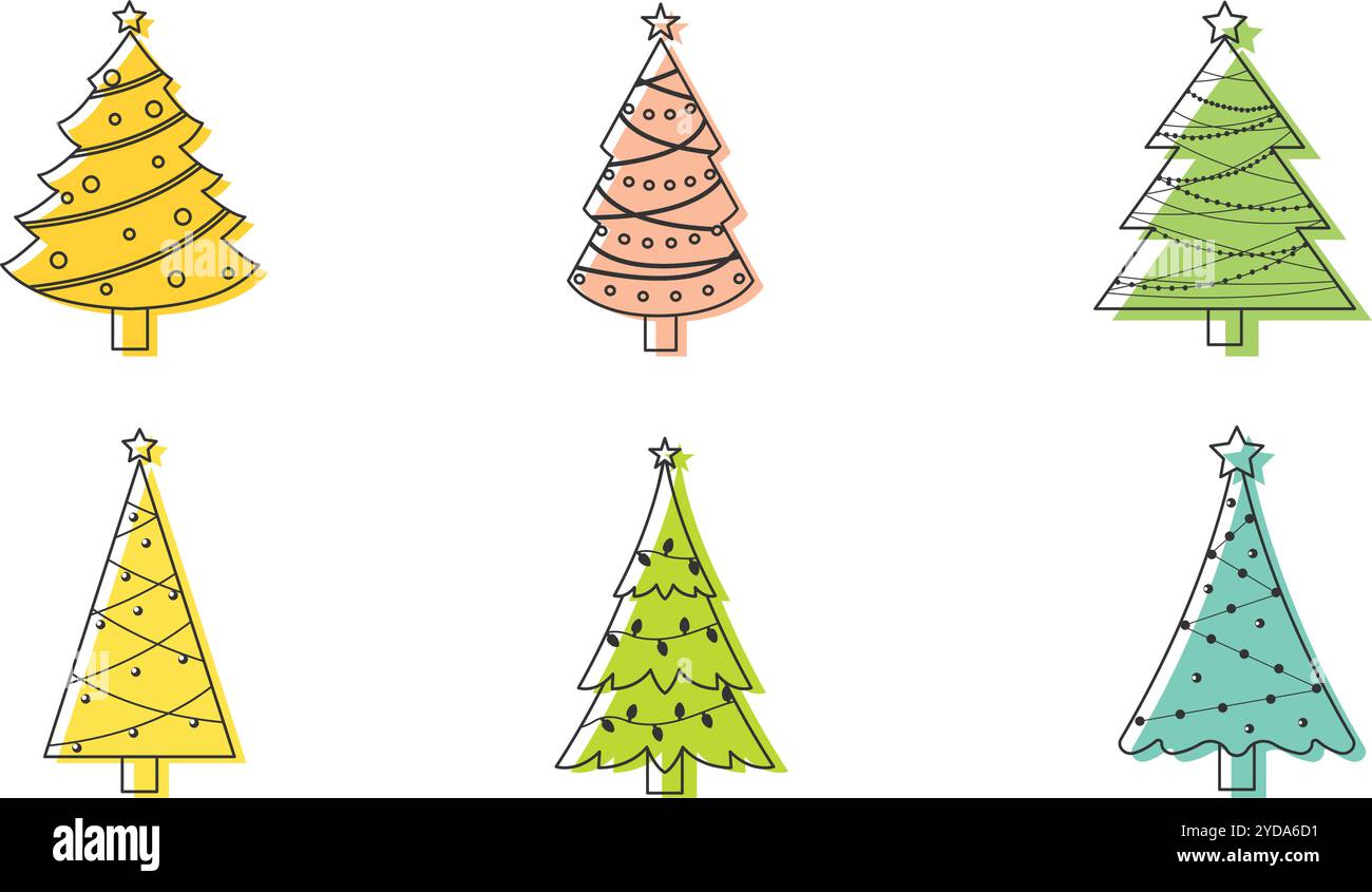 Minimalist Christmas trees design icon set , Vector Stock Vector Image ...