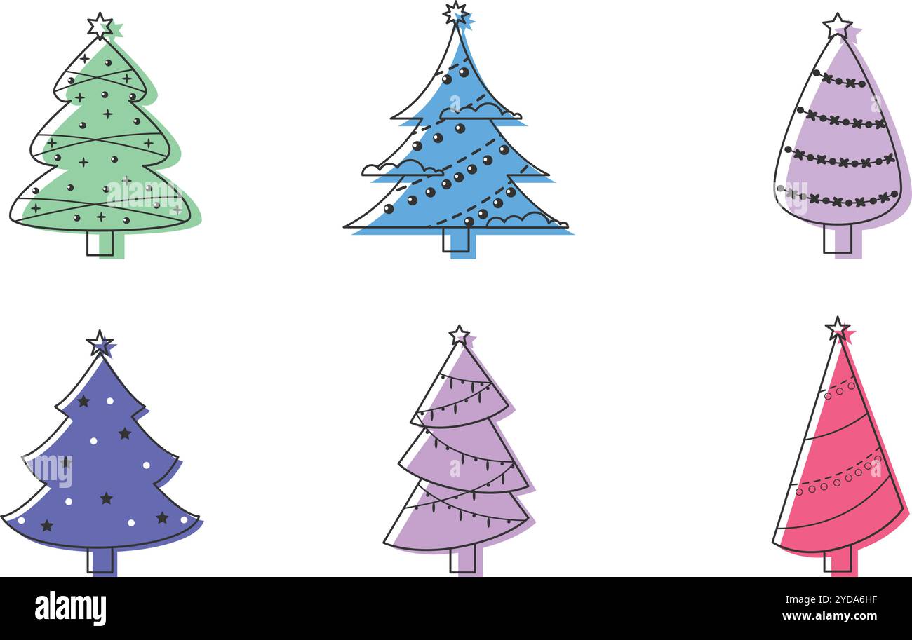 Minimalist Christmas trees design icon set , Vector Stock Vector Image ...