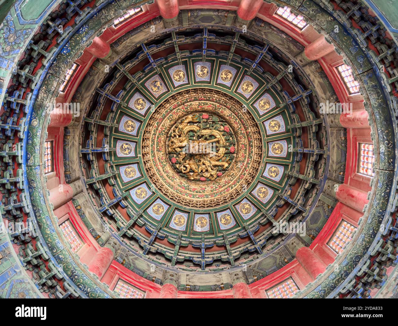 The ceiling design of a Traditional Chinese Pavilion shows artistic ...