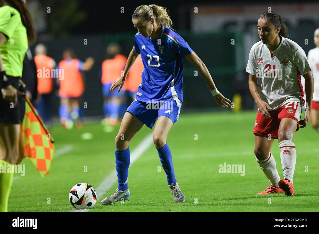 Julie Piga of Italy,Haley Bugeja of Malta during football woman ...