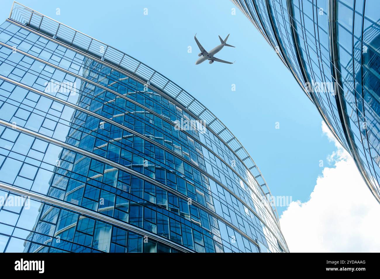 Aerial flying over glass skyscraper hi-res stock photography and images ...