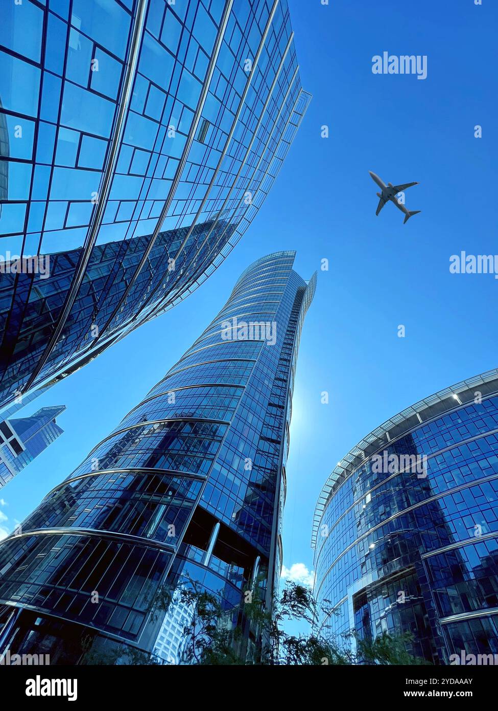 Flying low over downtown cityscape hi-res stock photography and images ...