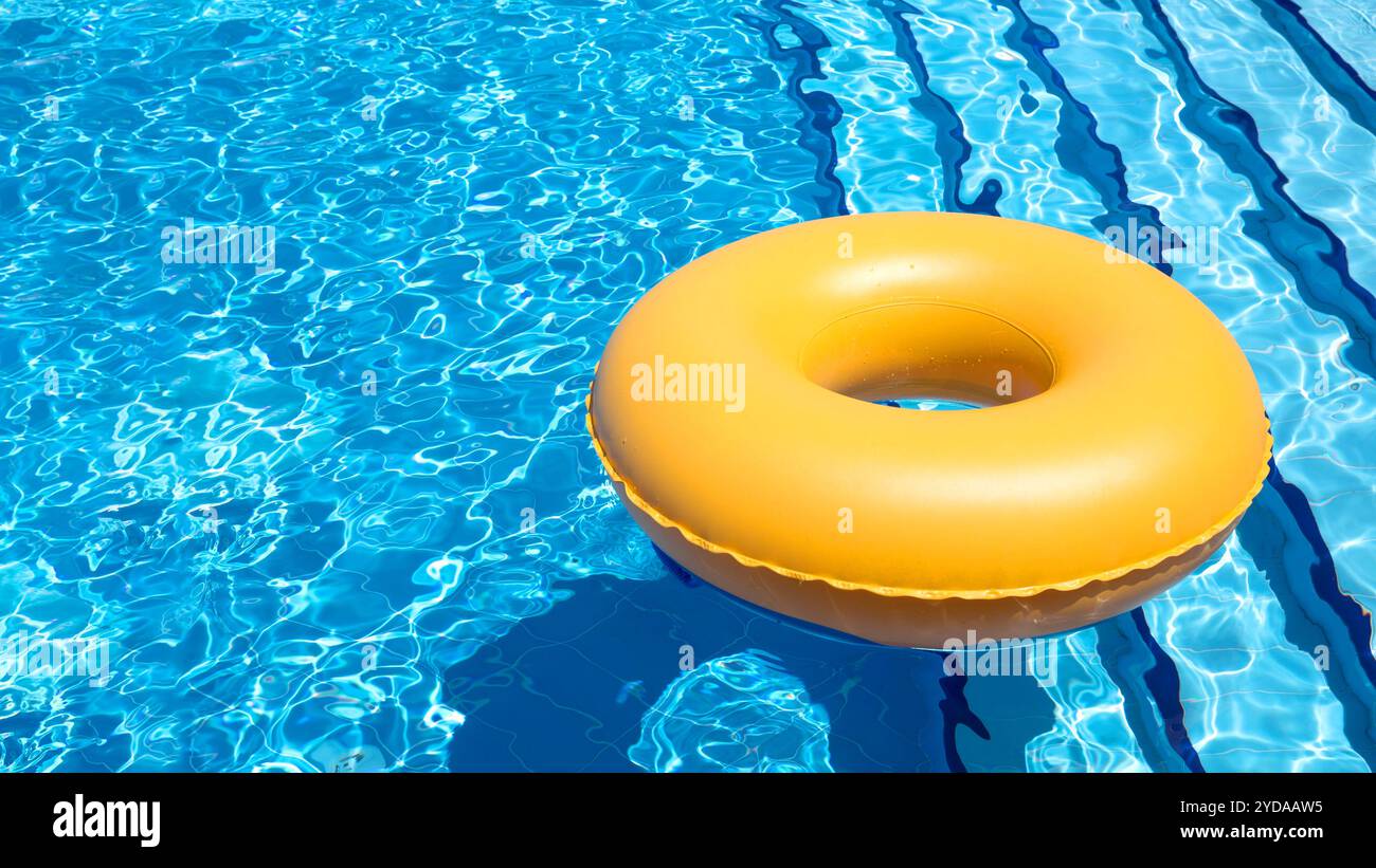 Inflatable ring in swimming pool. Vacation and rest concept. Floating ...