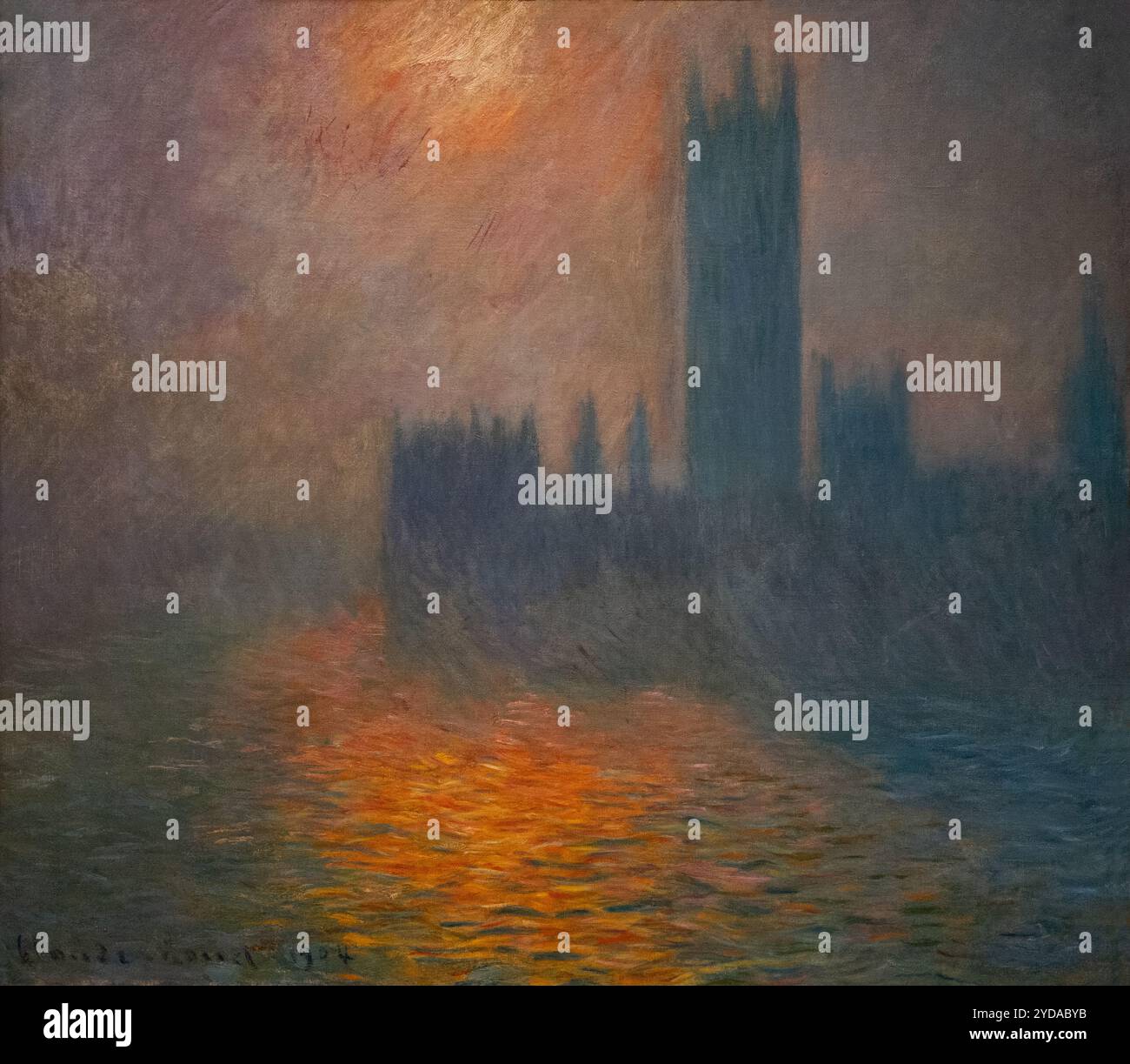 Claude Monet painting; The Houses of Parliament; 1904, Oil on Canvas ...