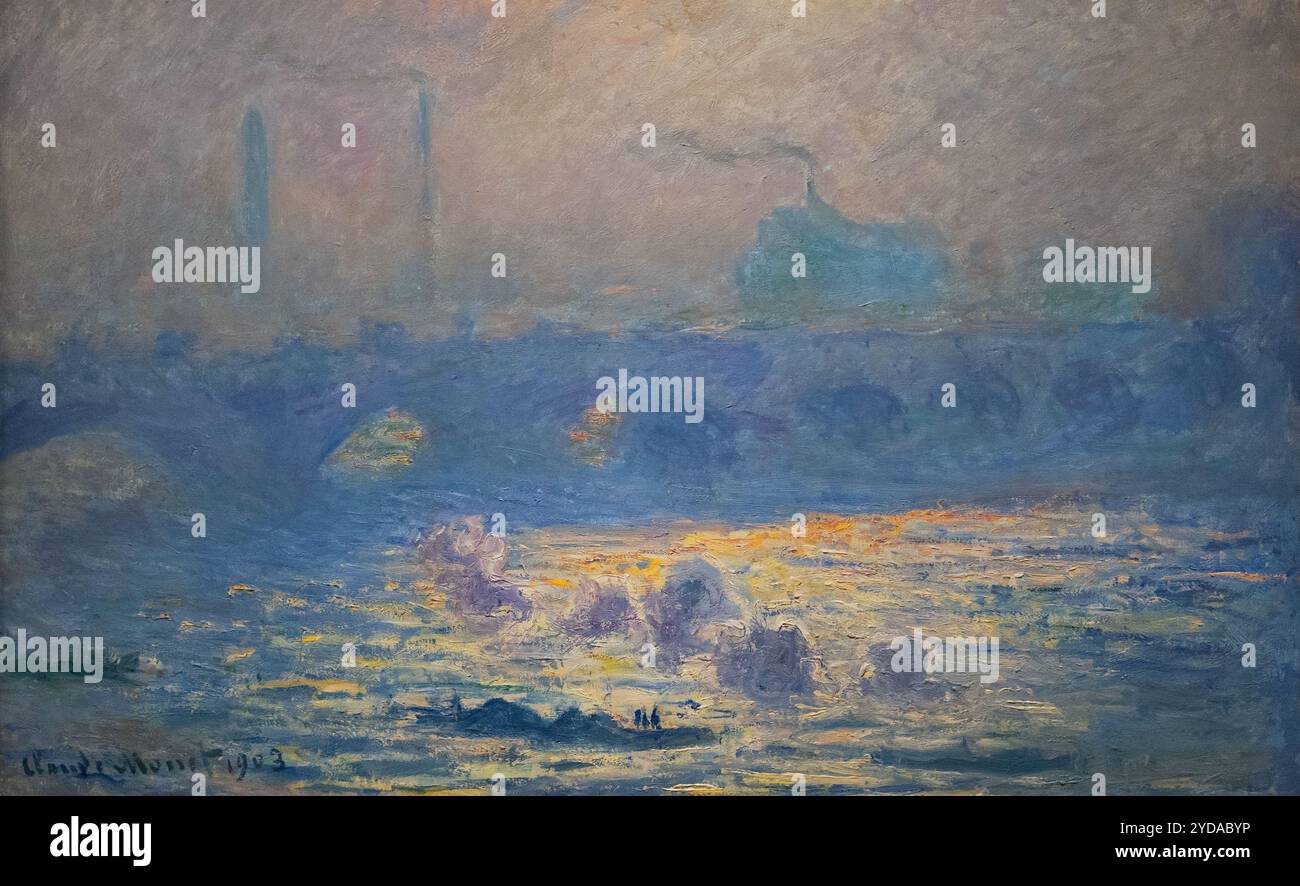 Claude Monet painting, Waterloo Bridge, Sunlight Effect. 1903 ...