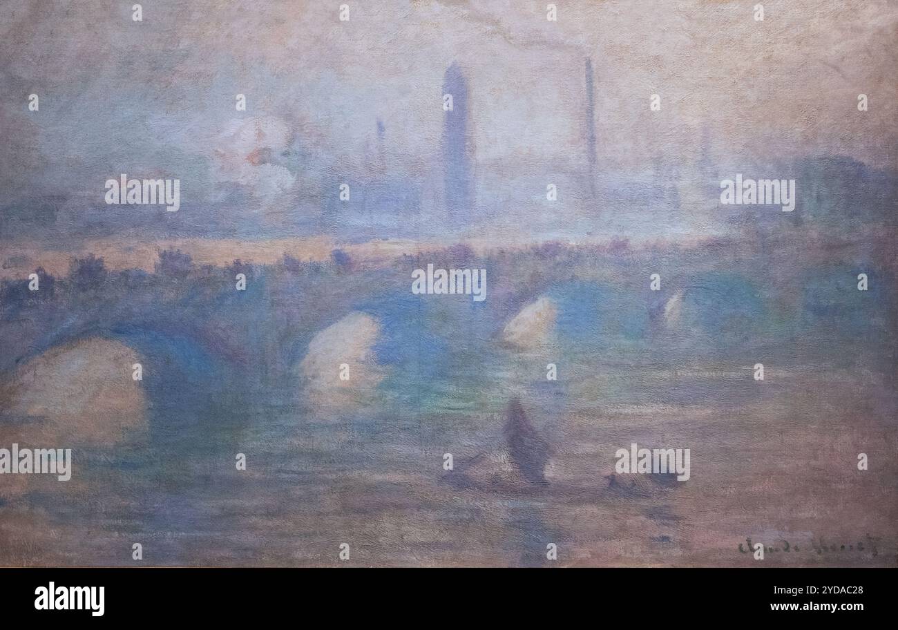 Claude Monet painting; Waterloo Bridge, Morning Fog. Undated ...