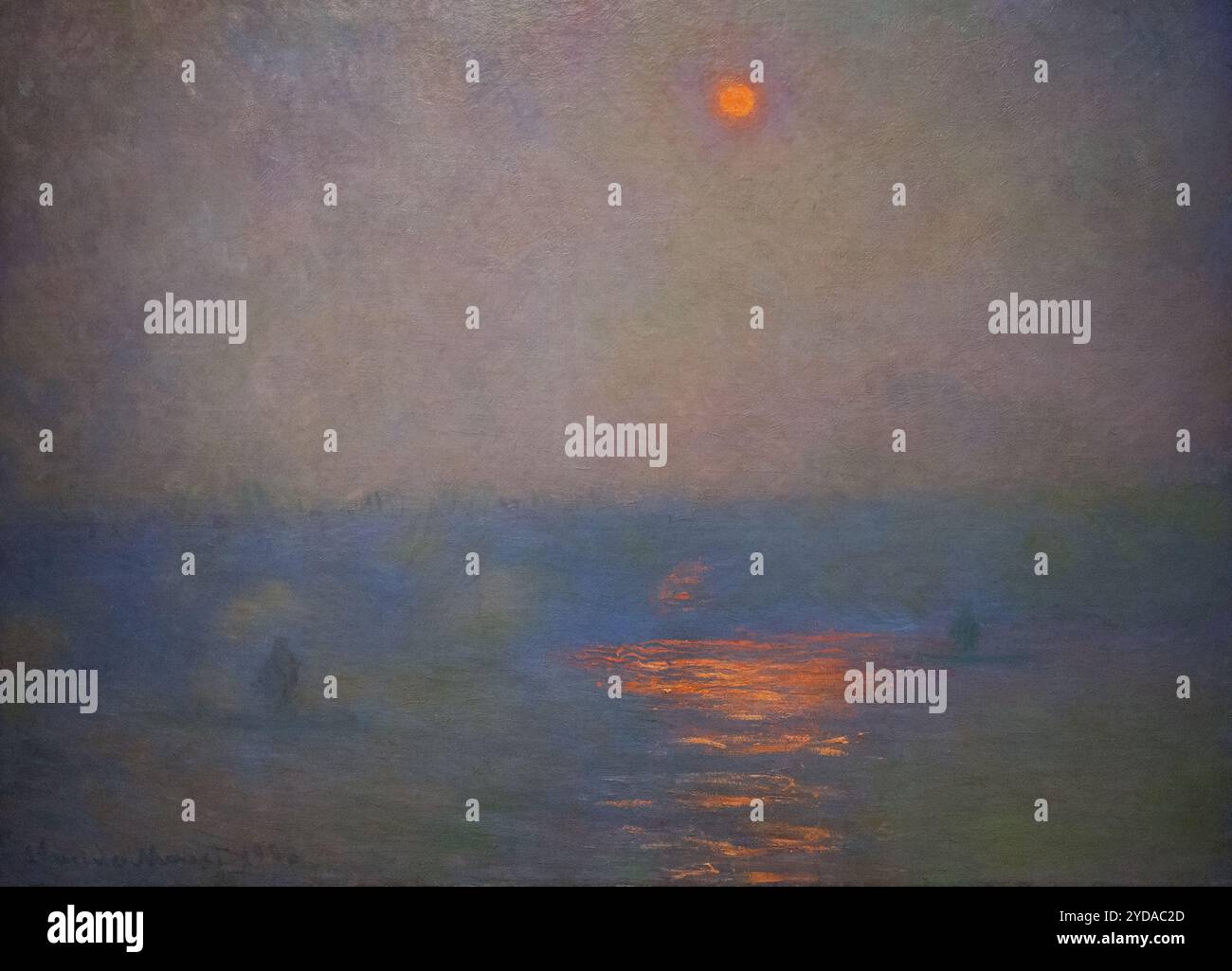 Claude Monet painting; Waterloo Bridge, Effect of Sunlight in the Fog ...