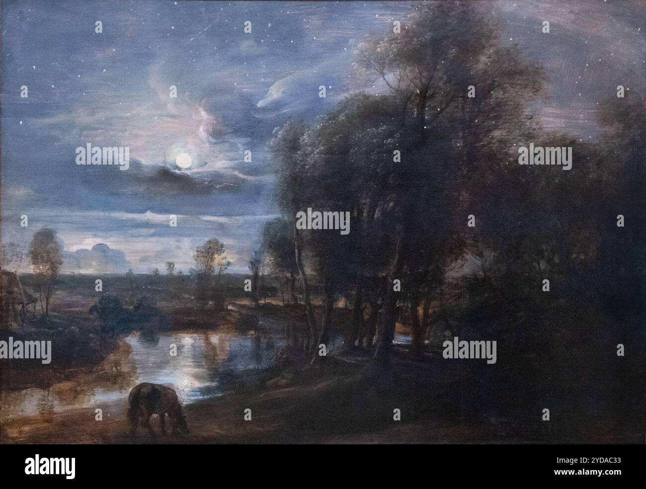 Sir Peter Paul Rubens painting, "Landscape by Moonlight" c. 1635-1640 ...