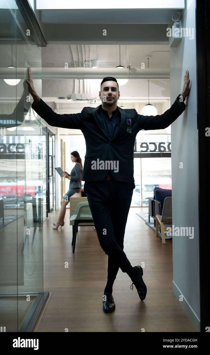 Businessman in the corridor in the conference room Relax with various ...