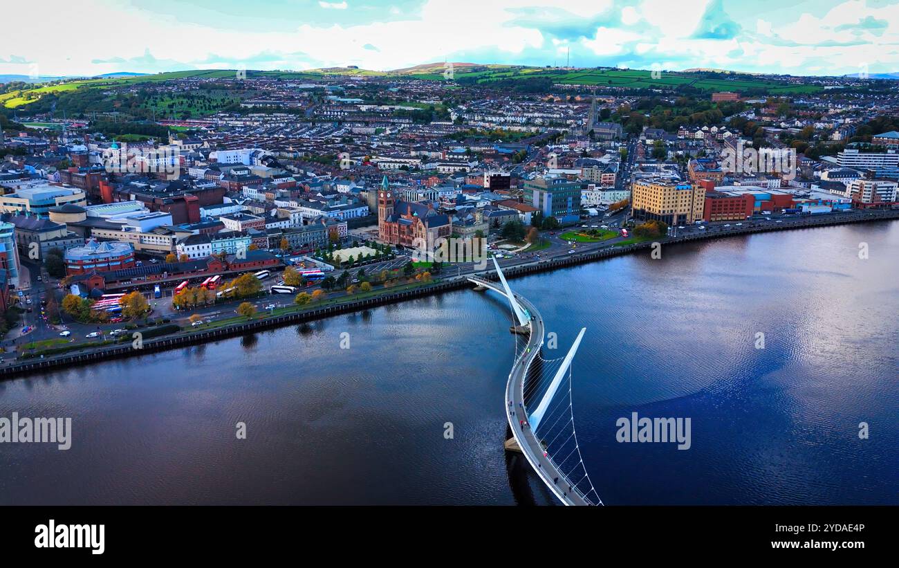 City of Derry aka Londonderry in Northern Ireland aerial view - A ...
