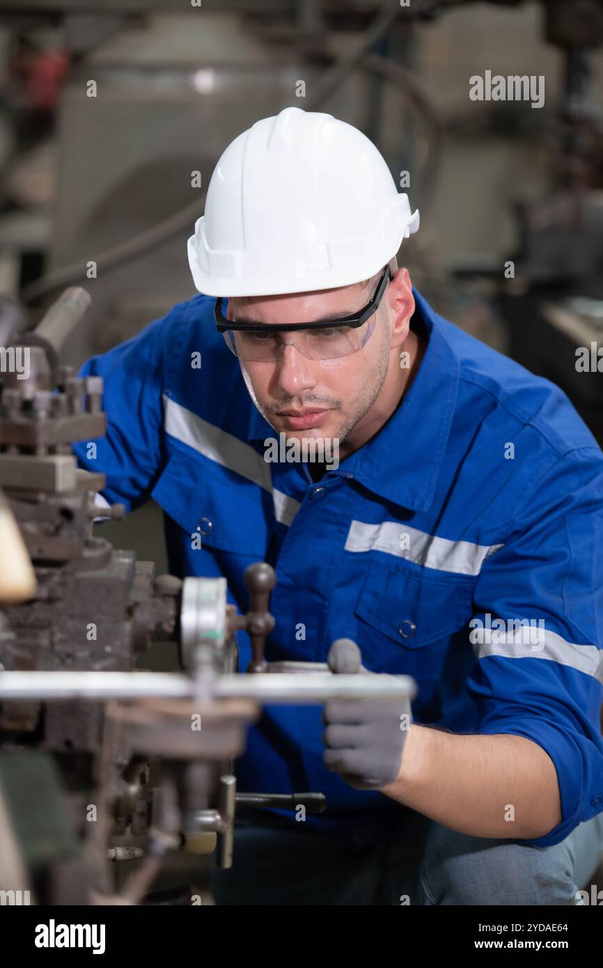 Young experienced engineers are maintaining and testing the operation ...