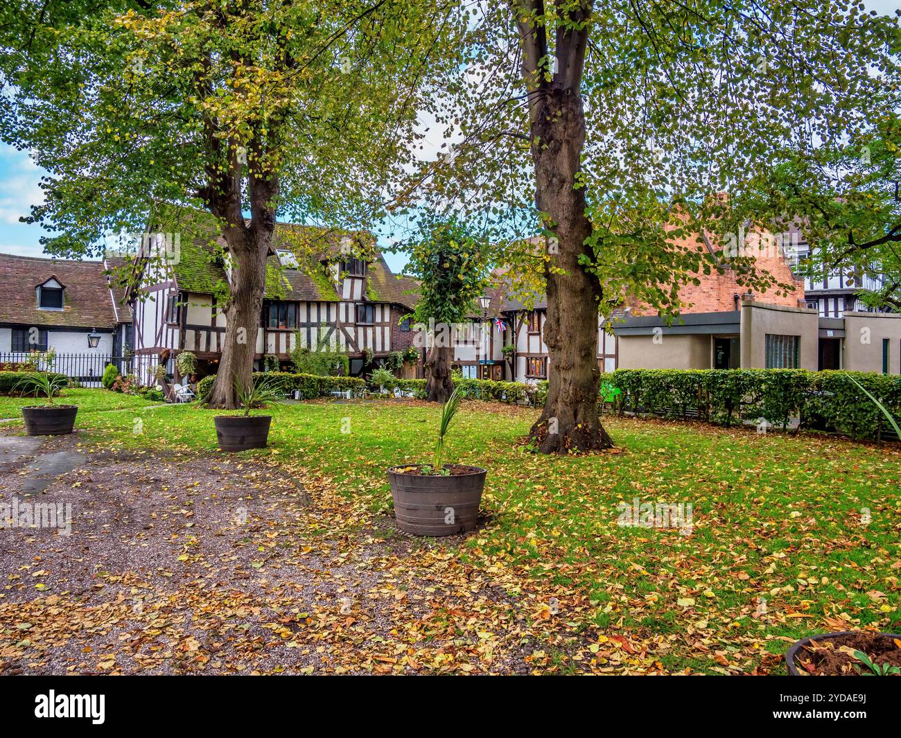 This colourful Autumn image is of the medieval buildings that abut the ...