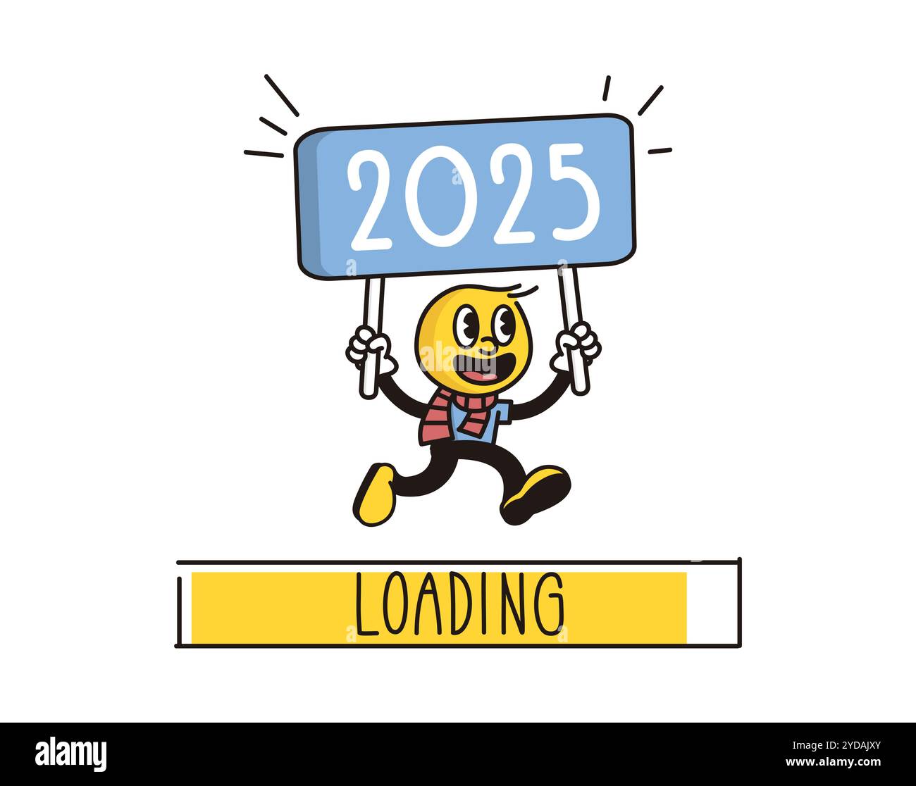 2025 character holding sign with loading Bar – Happy new year ...