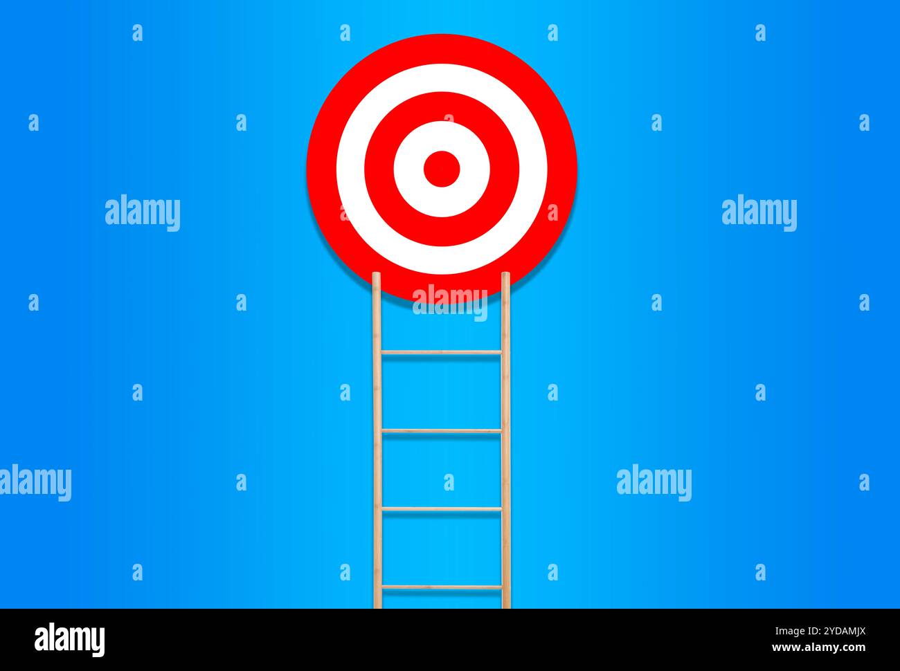 Ladder leading to target on blue background. Concepts of success and ...