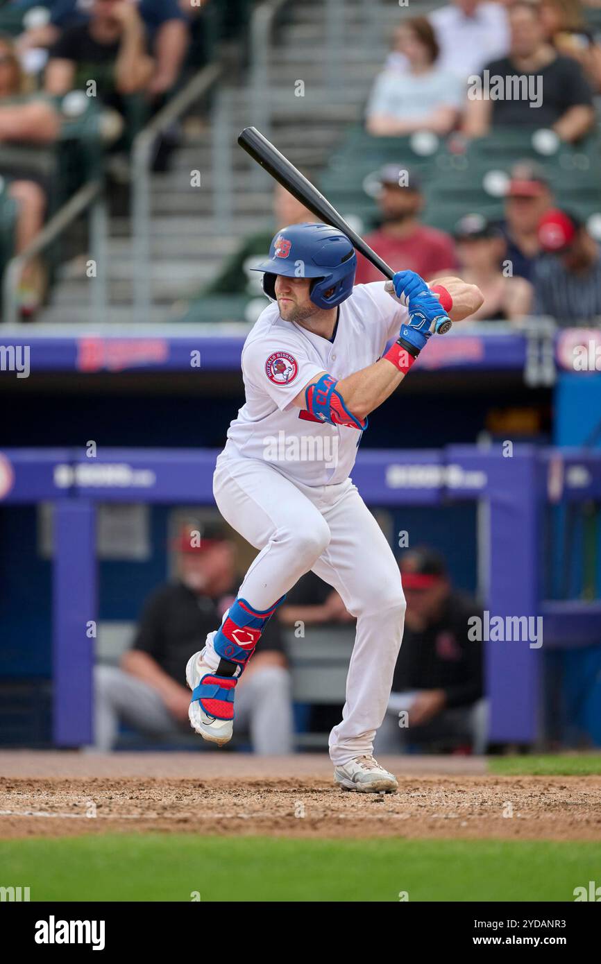 Buffalo Bisons Phil Clarke (77) at bat during an MiLB International ...