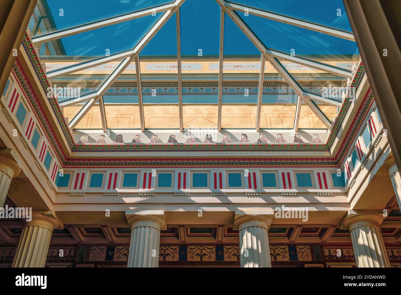 View of the Pompejanum, a Roman villa in Aschaffenburg in Germany Stock ...