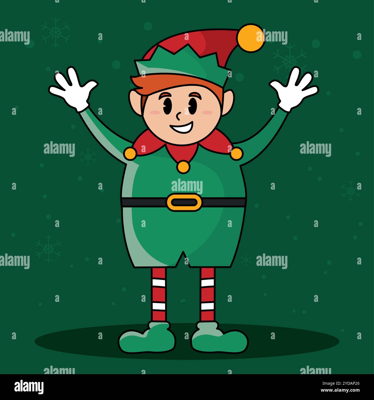 Happy Christmas elf with open arms and festive outfit, Vector Stock ...