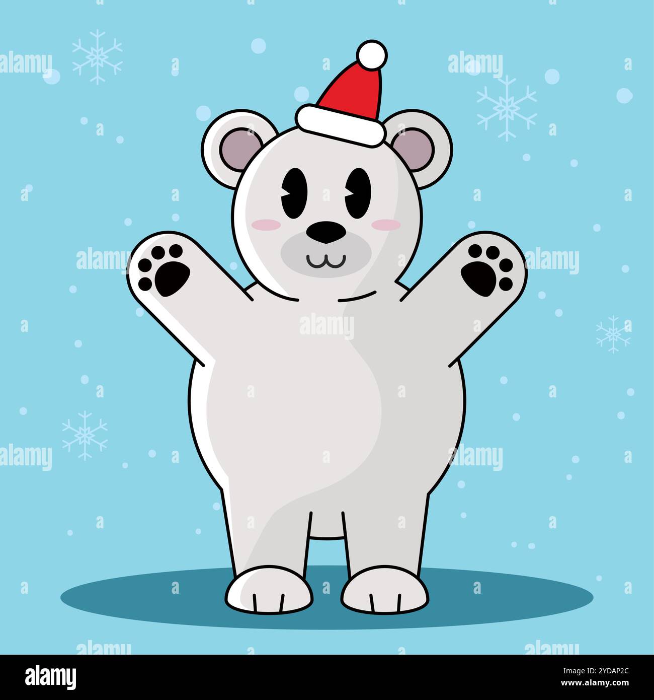Cute polar bear with Santa hat and open arms, Vector Stock Vector Image ...