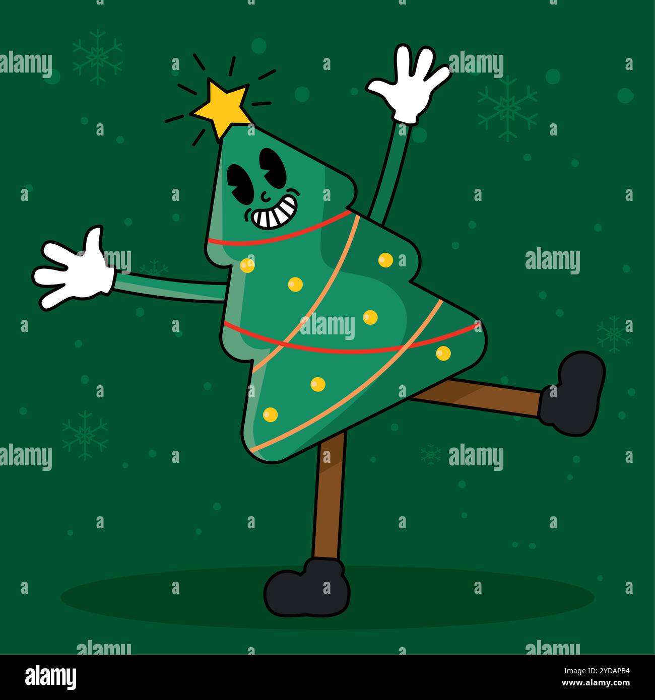 Playful Christmas tree character with cheerful expression, Vector Stock ...