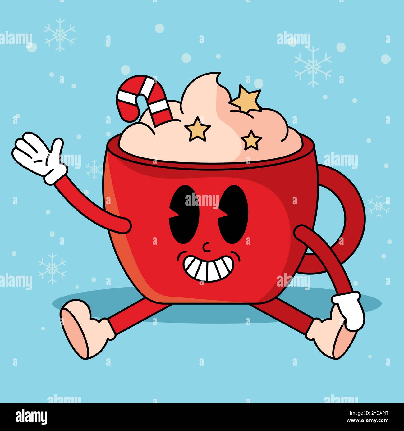 Smiling hot cocoa cup character with whipped cream, Vector Stock Vector ...