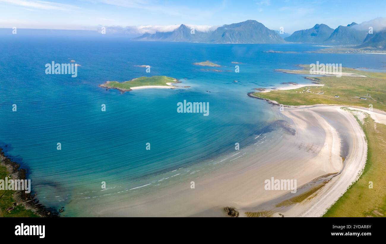 Aerial View of a Sandy Beach in Norway, Kolbeinsanden Beach, Lofoten ...