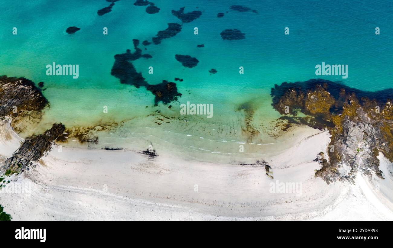 Aerial View of Norway's Turquoise Coastline, Kolbeinsanden Beach ...