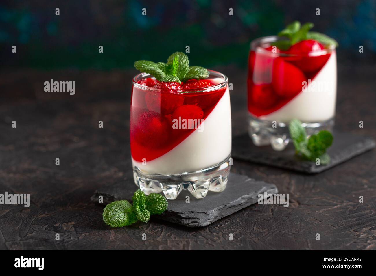 Homemade strawberry and cream panna cotta Stock Photo - Alamy