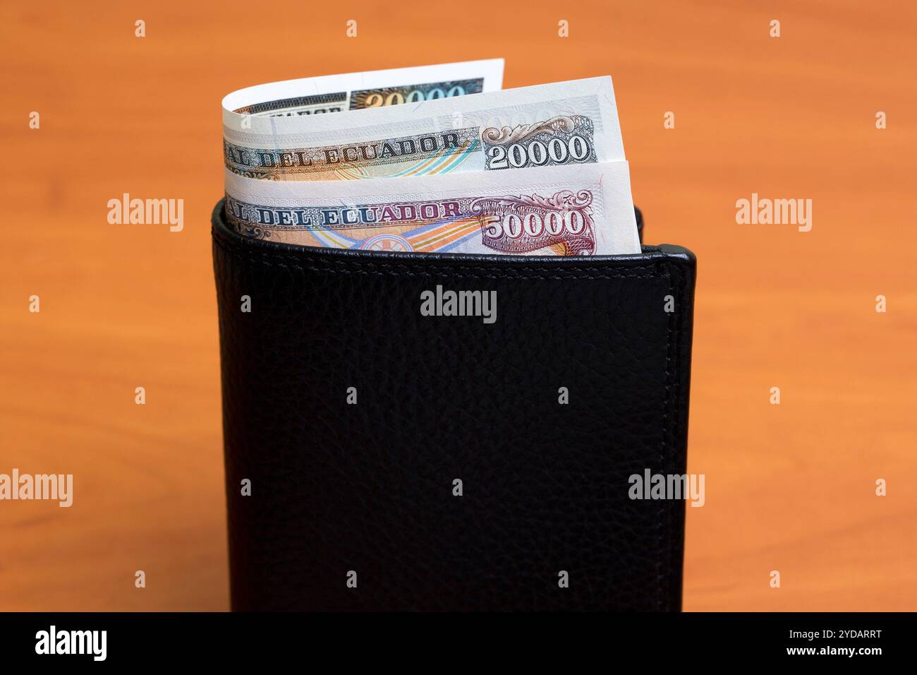 Ecuadorian money - sucre in the black wallet Stock Photo - Alamy