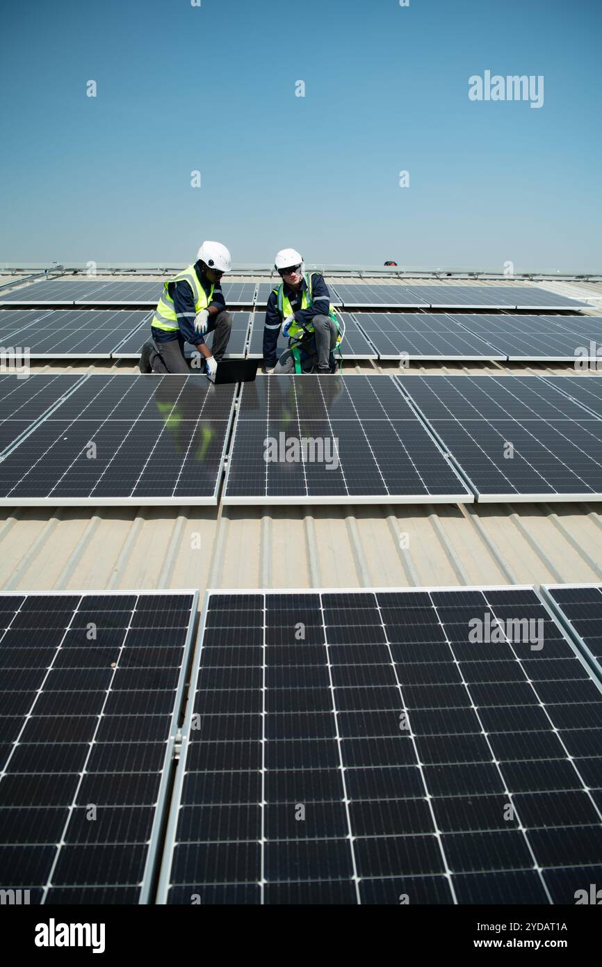 Engineer in charge of solar panel installation The installation of ...
