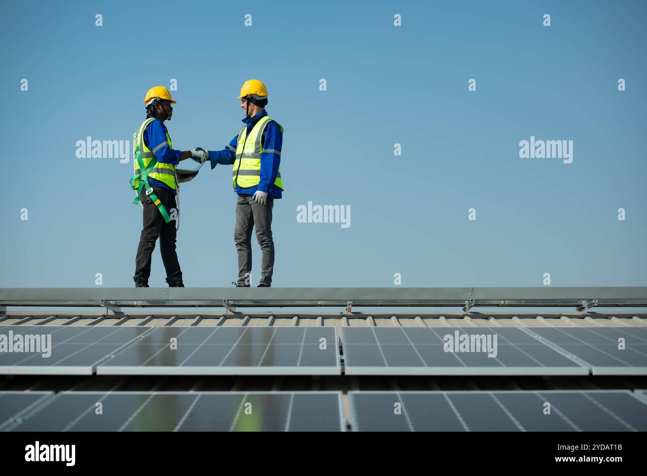 Engineer in charge of solar panel installation The installation of ...